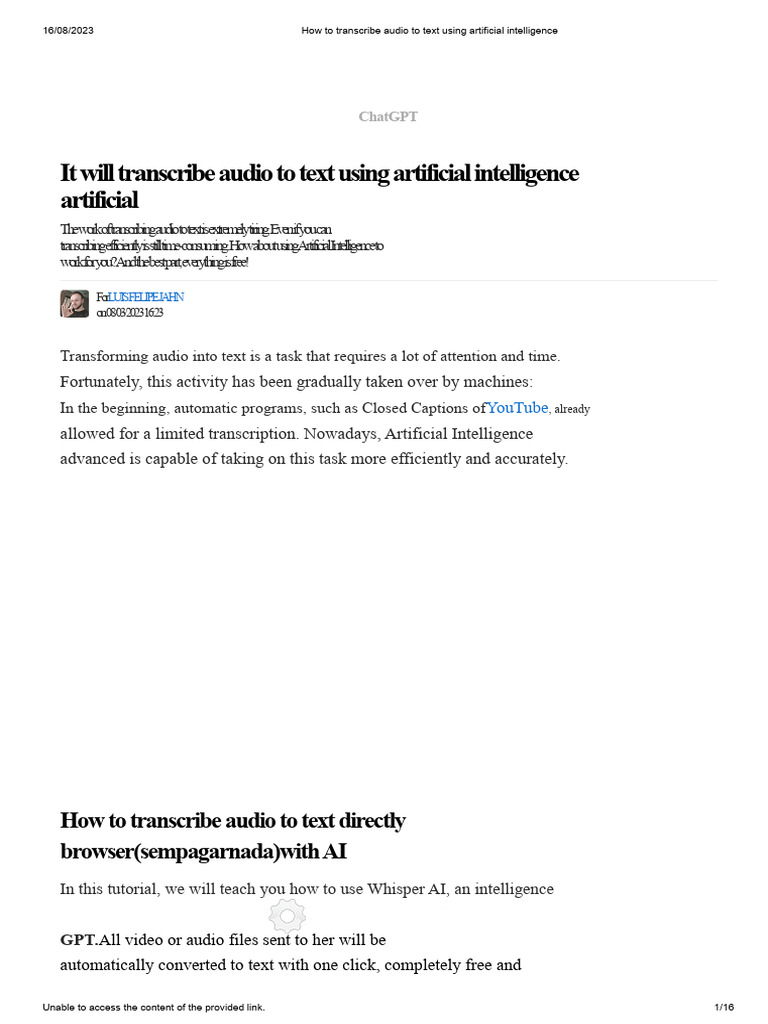 Transcribe Audio to Text with AI | PDF | Artificial Intelligence ...
