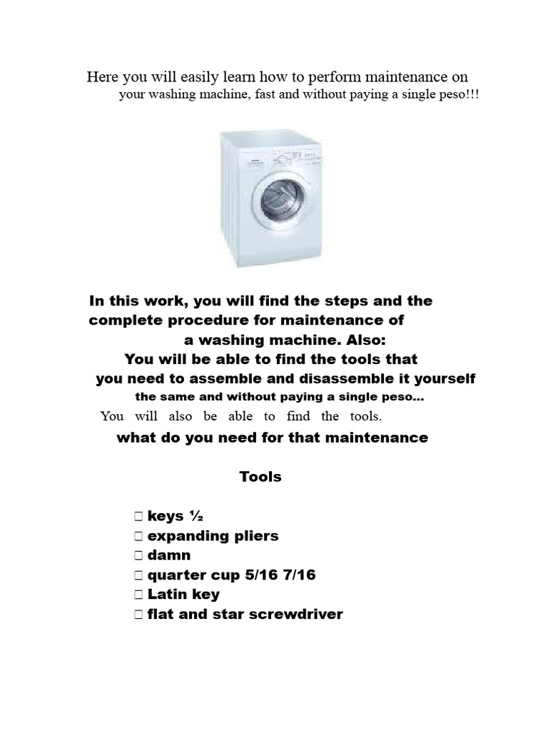 Disassembling Your Washing Machine Guide | PDF