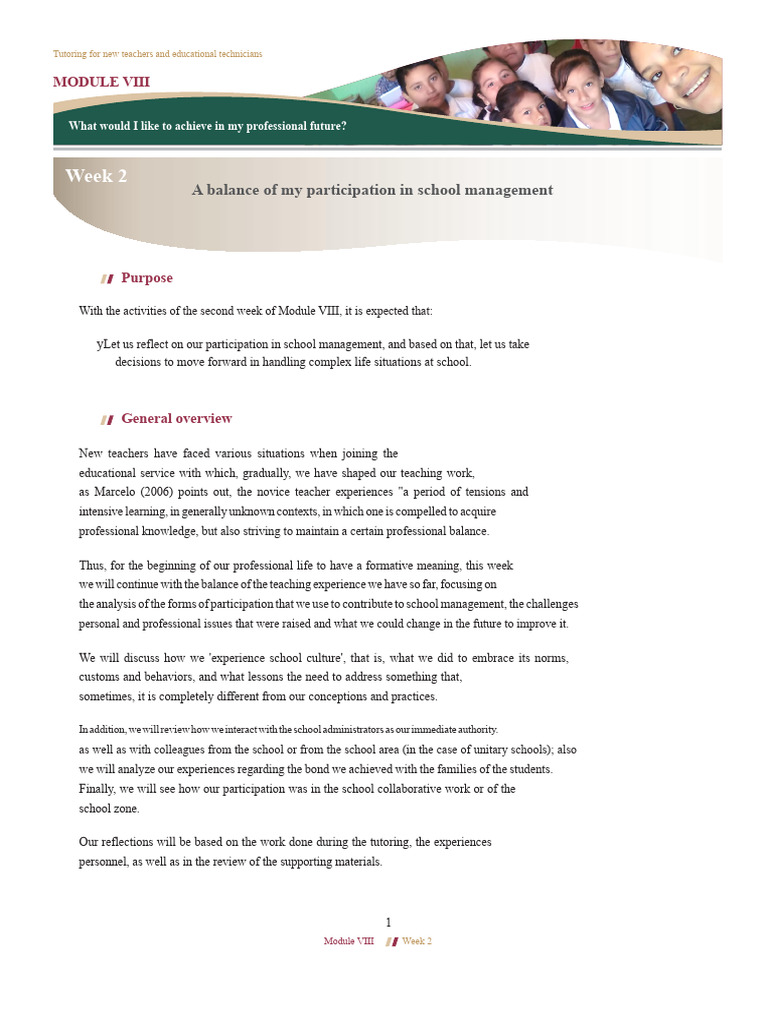 Eb - Tutorial - M8 - Week 2 - 2021 | PDF | Teachers | Experience