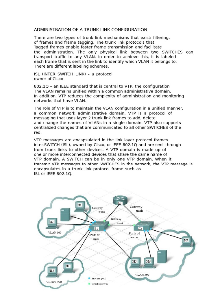 Trunk Link Configuration and VTP Overview | PDF