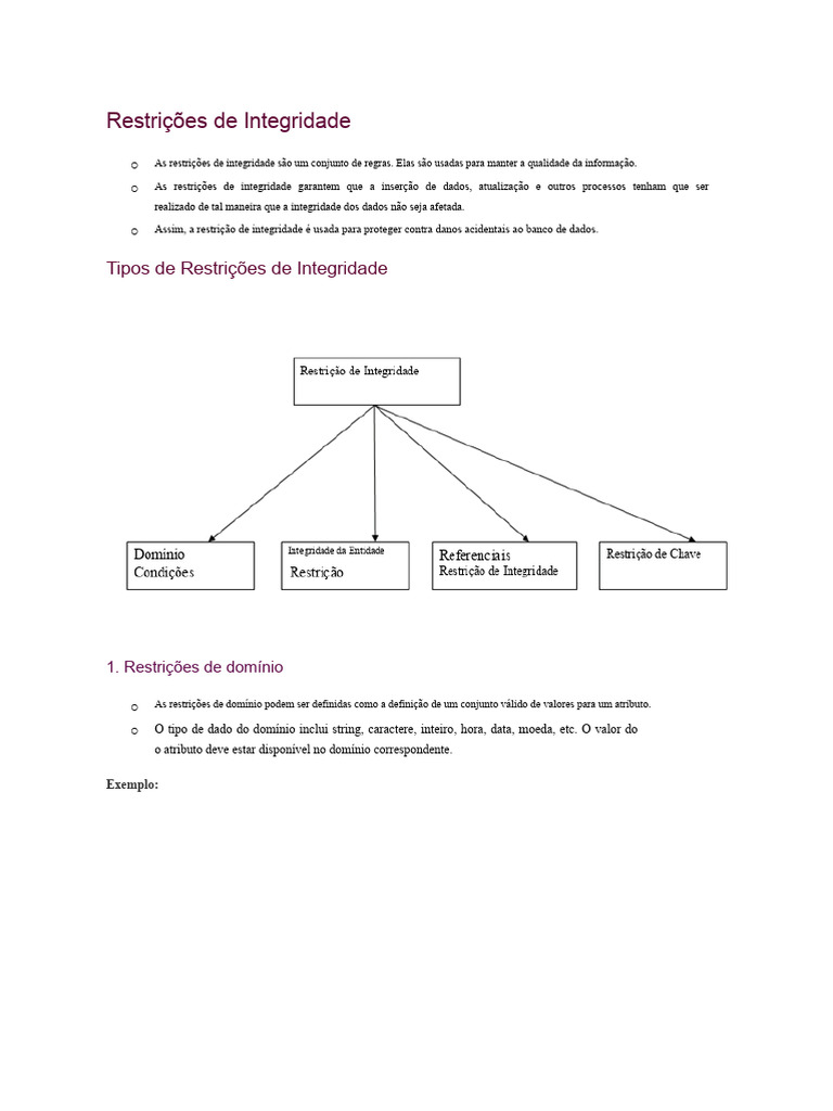 Restrições de Integridade | PDF | SQL | Gestão de dados