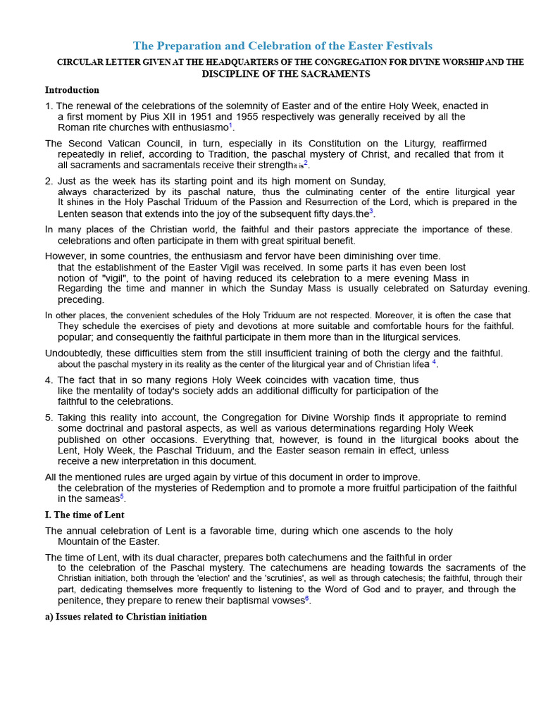 Easter Festival Preparation Guide | PDF | Lent | Eucharist