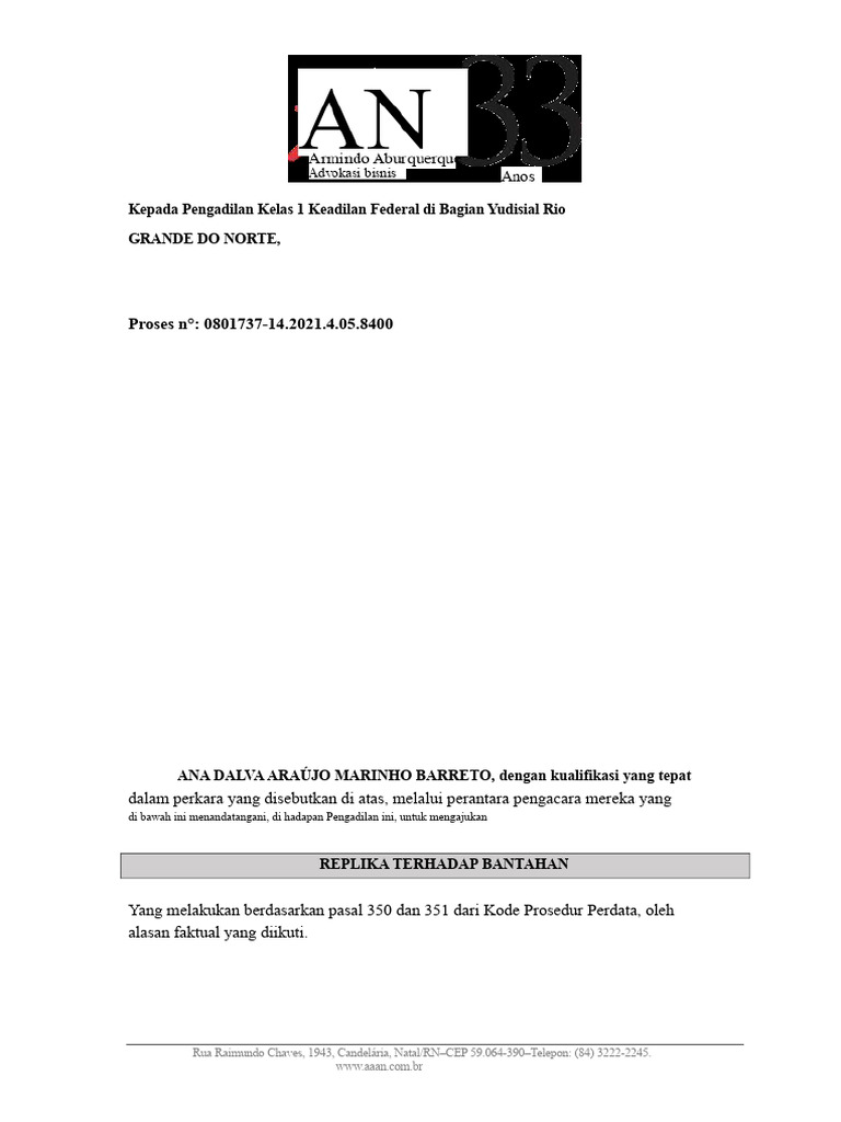 Replika Bantahan Lelang Federal RN | PDF