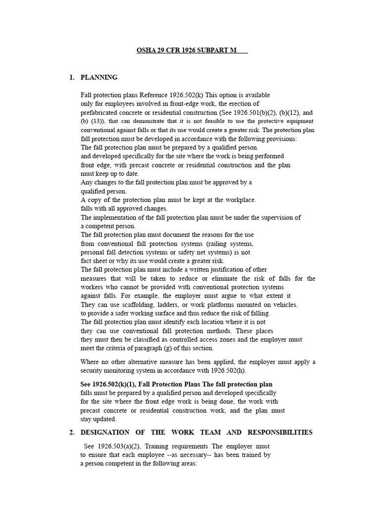 Osha 1926 Subpart M and L | PDF | Scaffolding