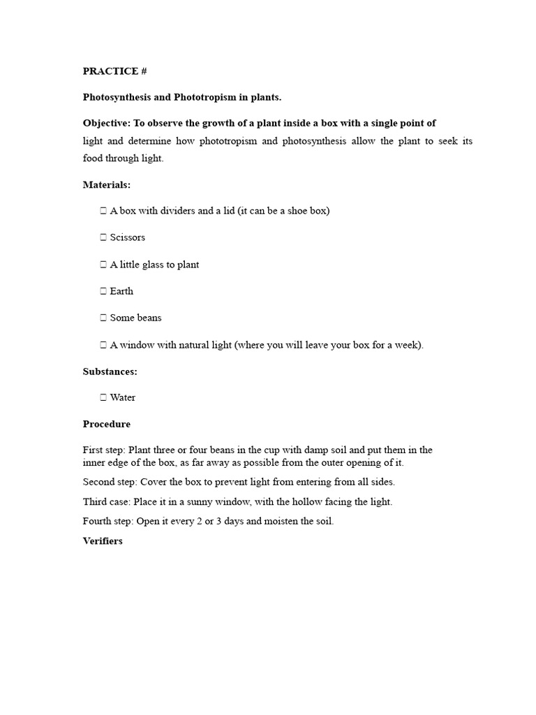 Plant Growth Experiment: Light & Tropism | PDF | Plants | Organisms