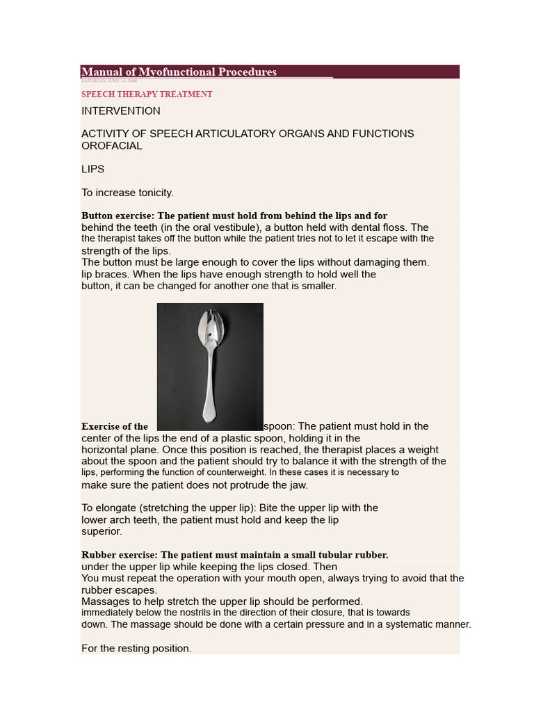 Speech Therapy Exercises | PDF | Tongue | Mouth