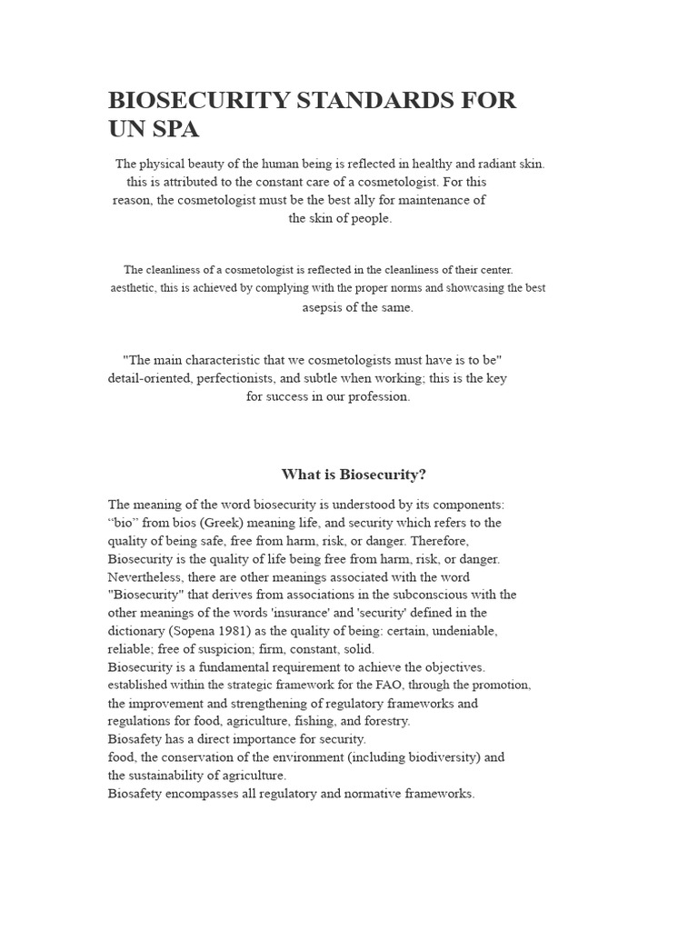 Biosecurity Regulations For A Spa | PDF | Spa | Agriculture