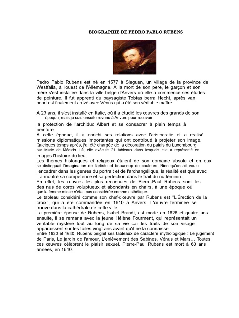 Biographie de Pierre-Paul Rubens | PDF | Pierre Paul Rubens