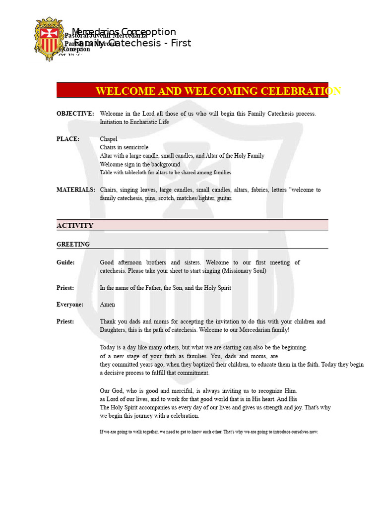 Catechesis 1st Year - Meeting 01 | PDF | Jesus | God The Father