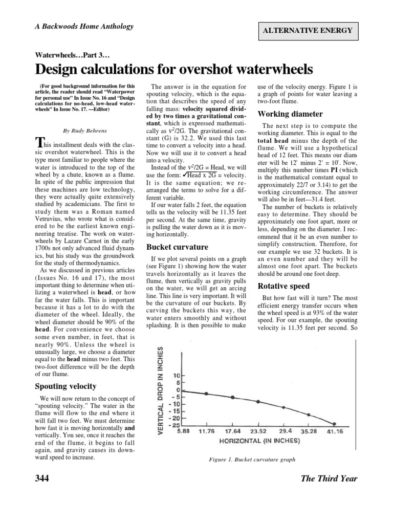 Overshot Water Wheel Design Guide | PDF | Speed | Velocity