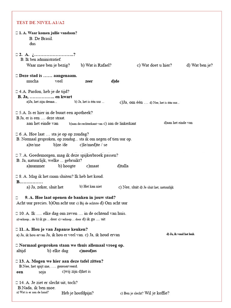 Test A1-A2 | PDF