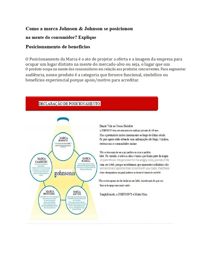 Como A Marca Johnson & Johnson Se Posicionou No Consumidor | PDF ...