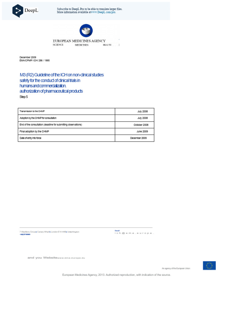 ICH M3 (R2) Non-Clinical Safety Guidelines | PDF | Clinical Trial ...