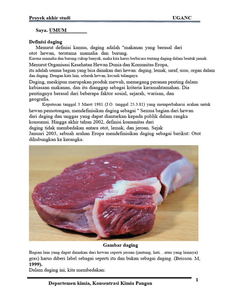 Definisi dan Jenis Daging: Merah vs Putih | PDF