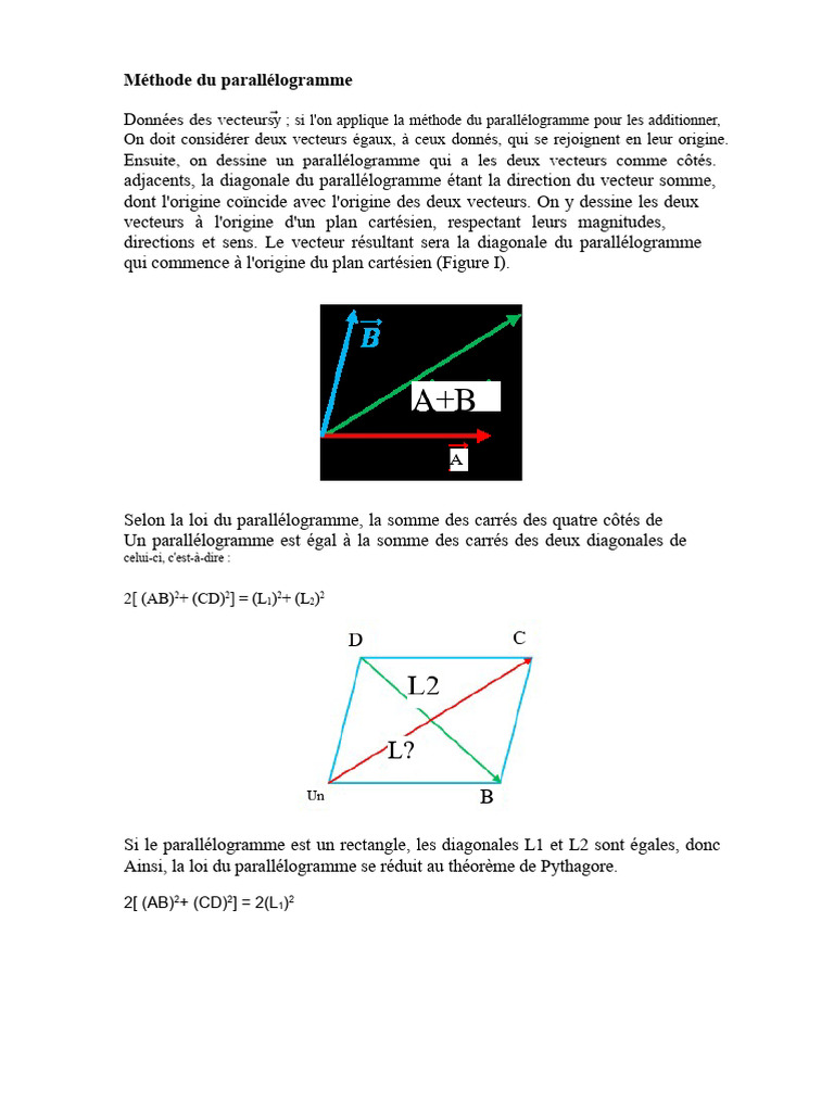 Addition de vecteurs par parallélogramme | PDF | Nombre complexe ...