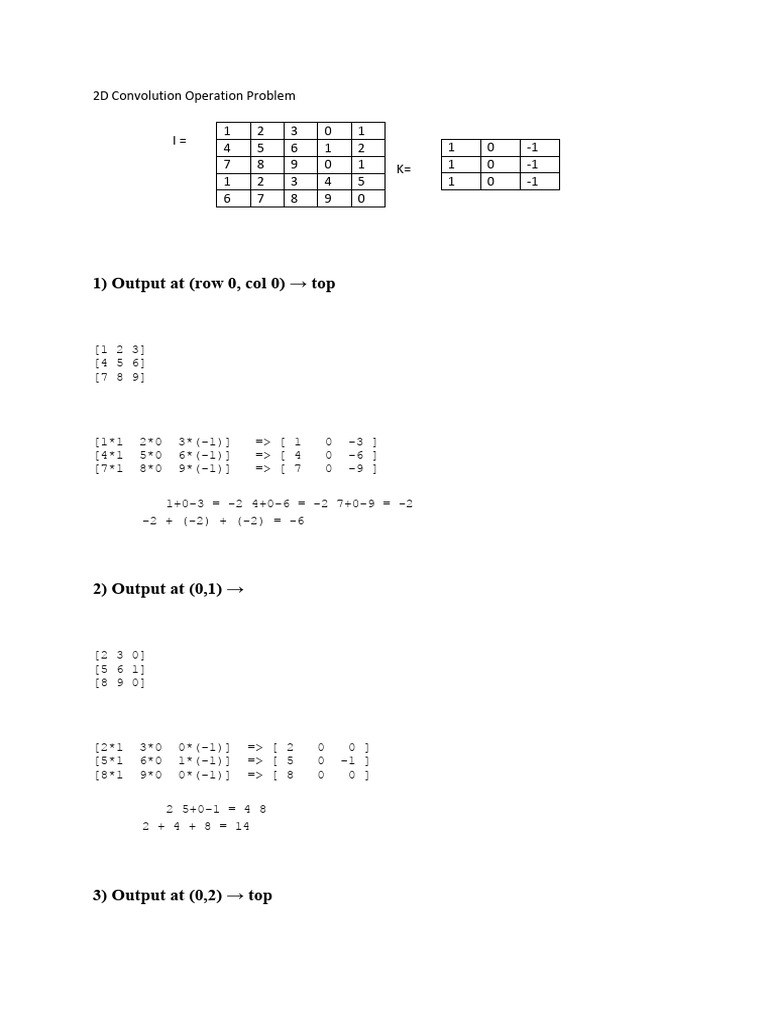 Convolution Operation Solution | PDF | Imaging | Machine Learning