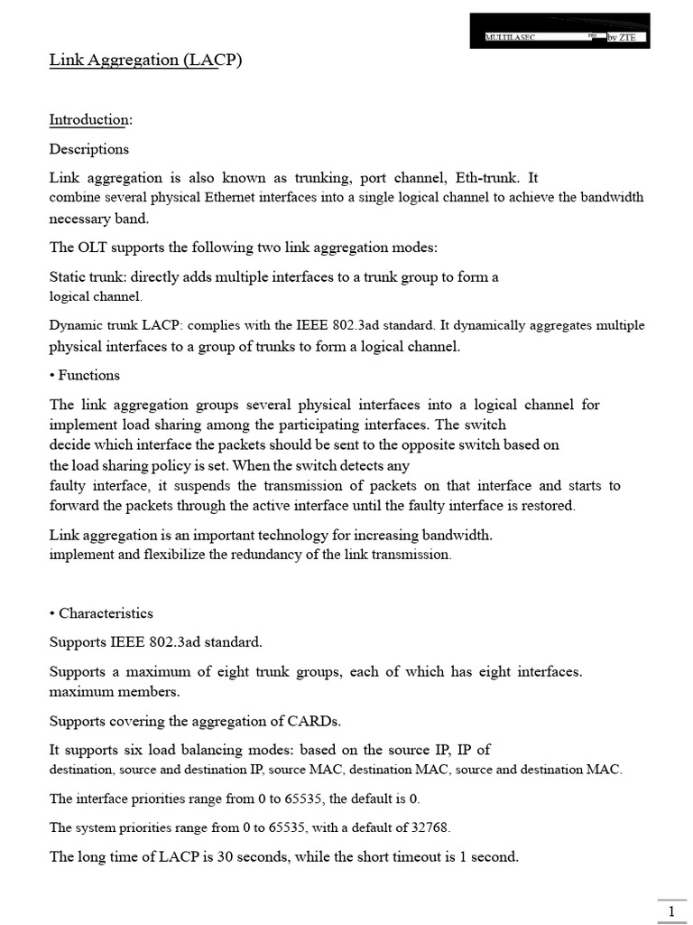 LACP Configuration and Overview | PDF | Telecommunications Standards ...