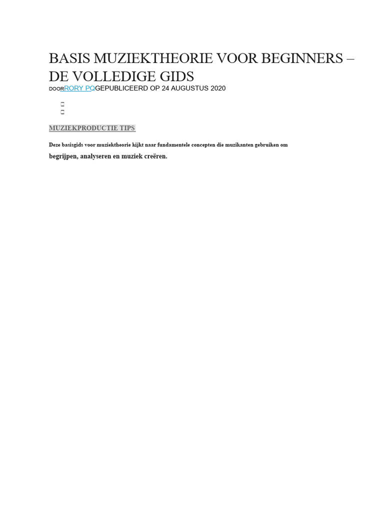 Basis Muziektheorie Voor Beginners | PDF