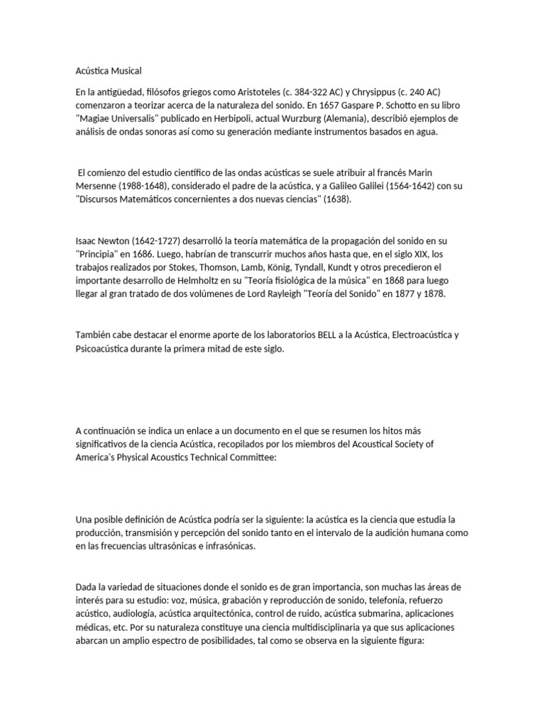 Historia y Principios de Acústica Musical | PDF | Sonido | Olas