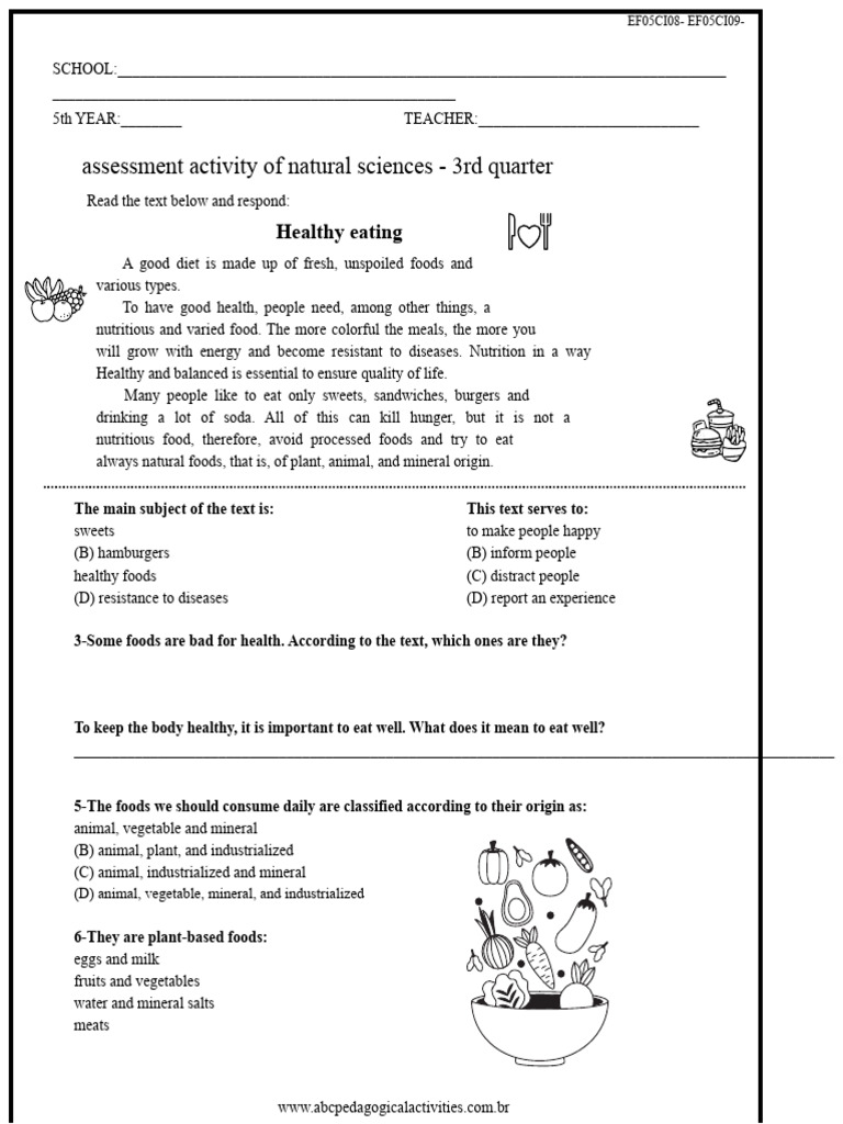 Healthy Eating Assessment Activity | PDF | Foods | Nutrition