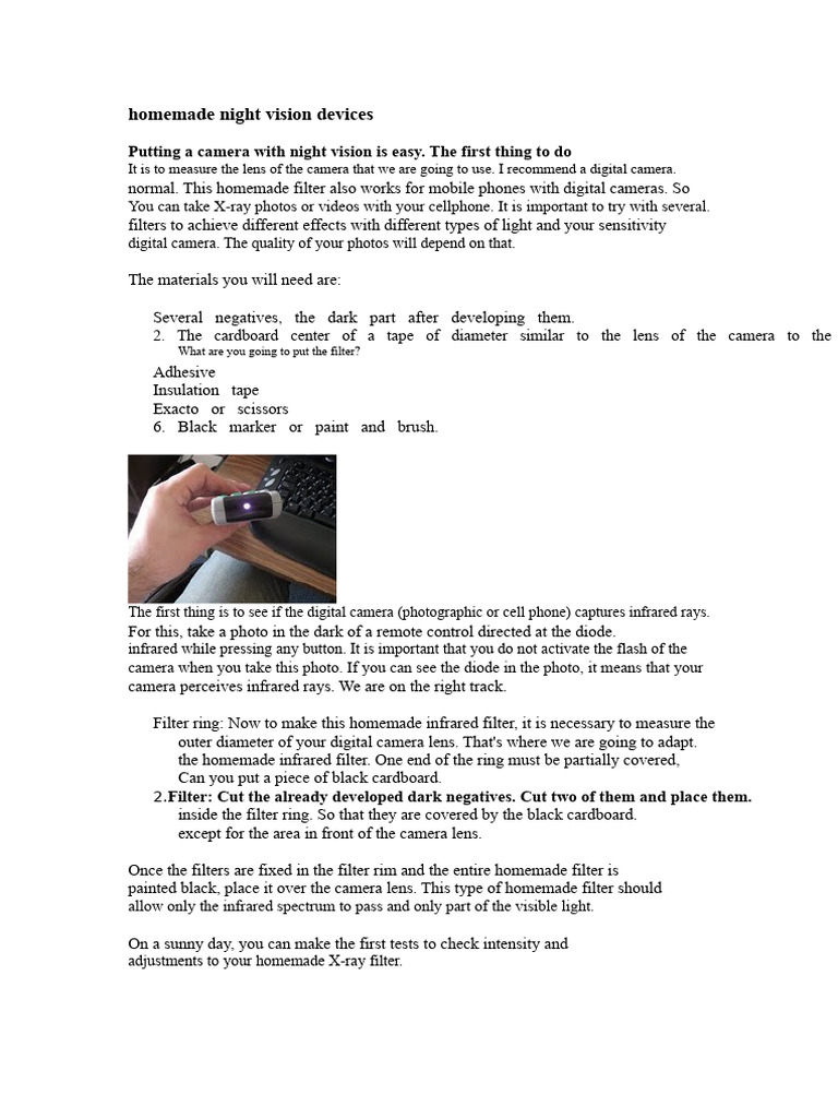 DIY Infrared Camera Filter Guide | PDF