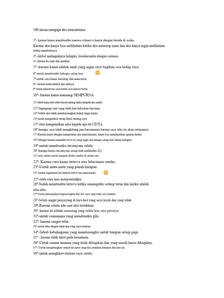 100 Alasan Mengapa Aku Mencintaimu | PDF