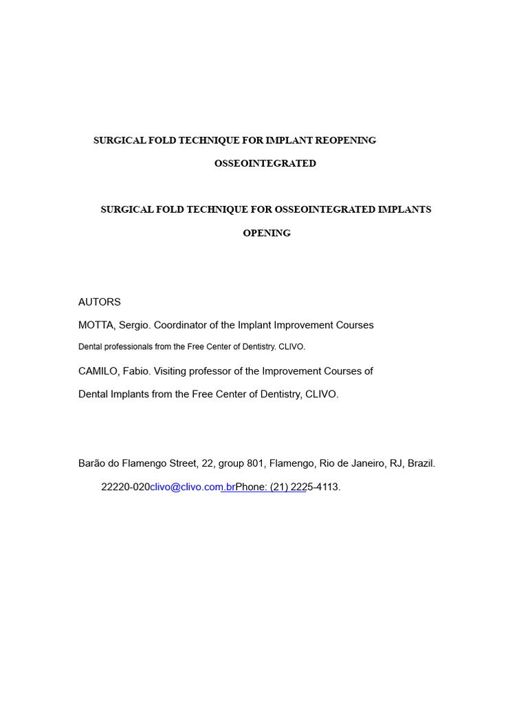 Surgical Flap Technique For Reopening Osseointegrated Implants | PDF ...