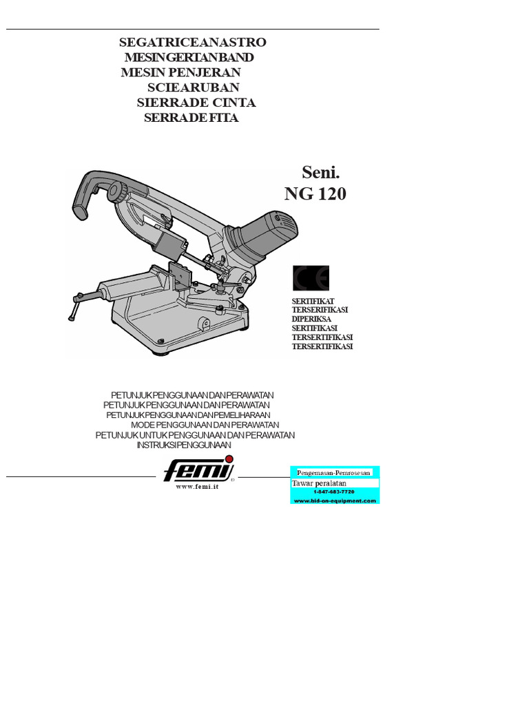 Mesin Pita FEMI NG120 - Manual | PDF