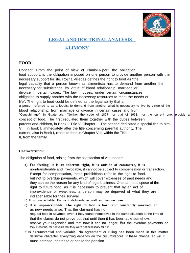 Legal-Doctrinal Analysis of Alimony | PDF | Alimony | Marriage