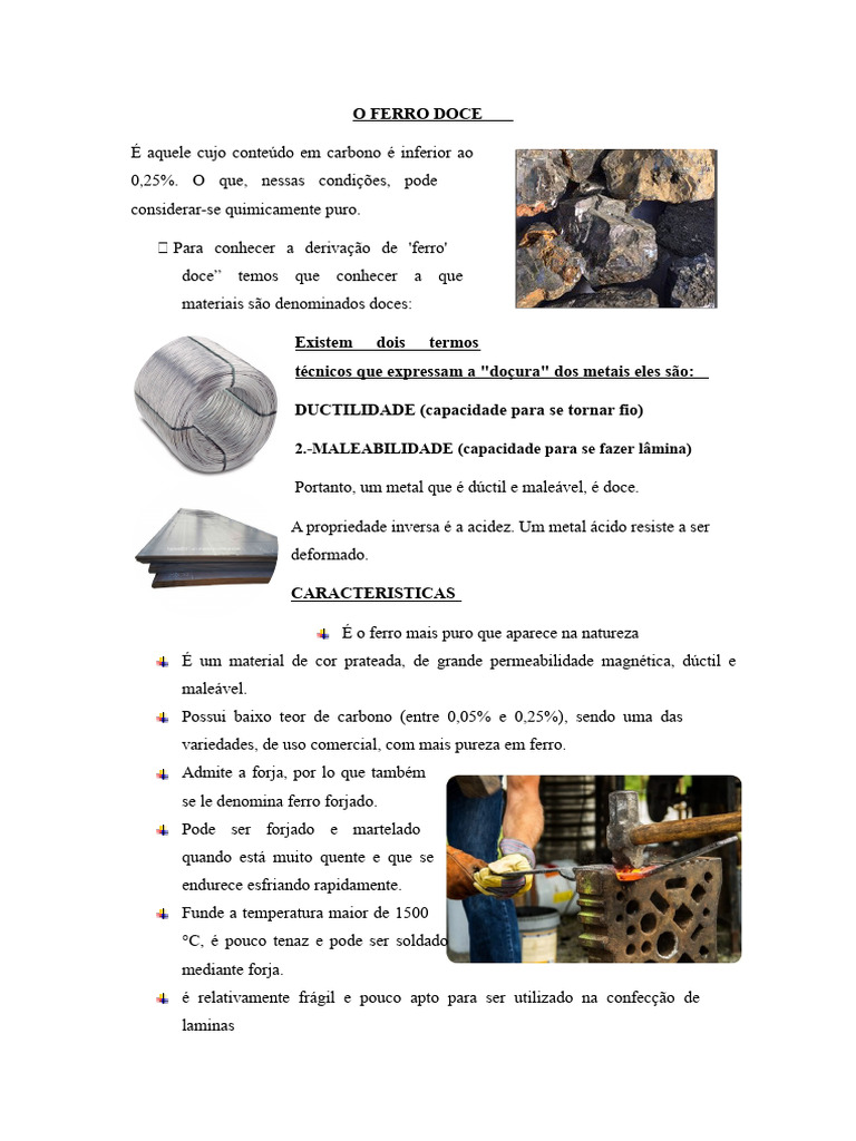 O ferro doce | PDF | Ferro | Ductilidade
