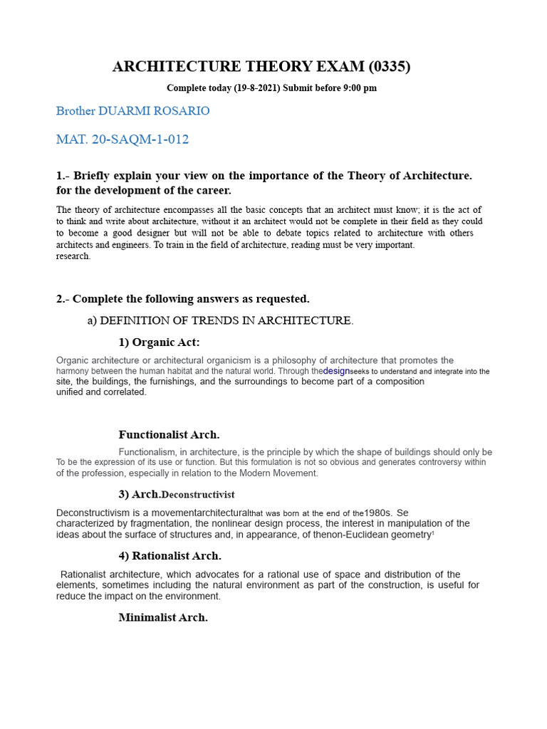 Theory Exam of Architecture | PDF | Minimalism