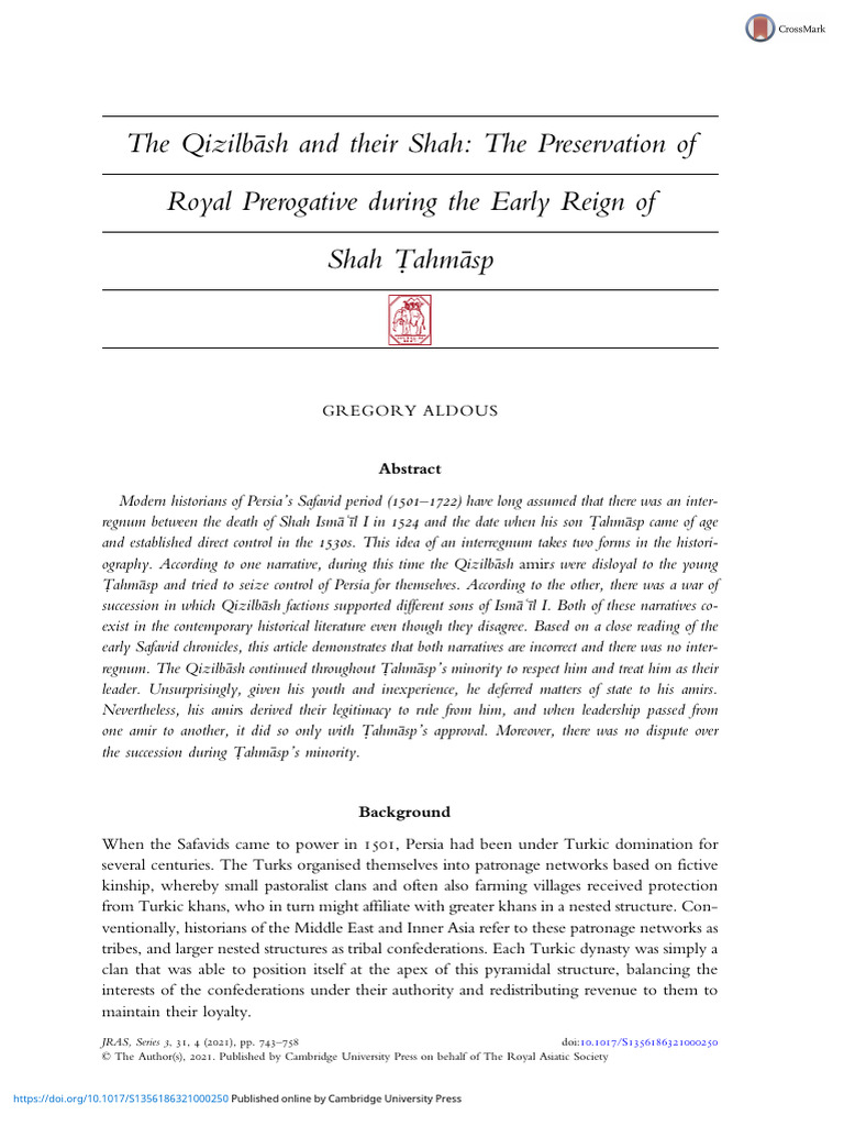 The Qizilbash and Their Shah The Preservation of Royal Prerogative ...