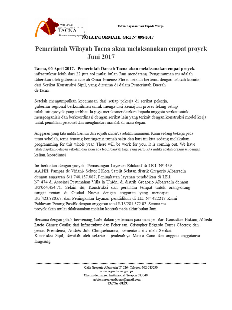 Contoh Siaran Pers | PDF