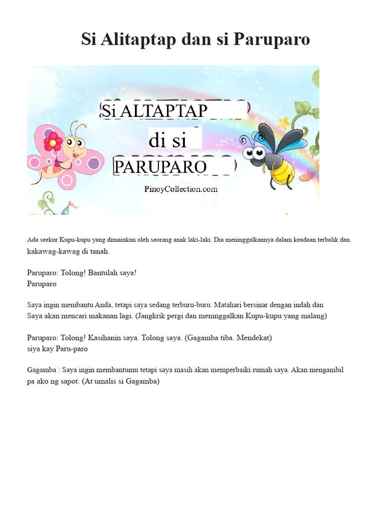Pertolongan Si Alitaptap untuk Paruparo | PDF