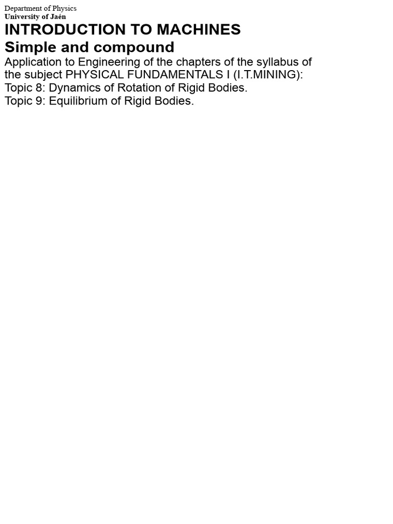 Simple and Compound Machines | PDF | Gear | Lever