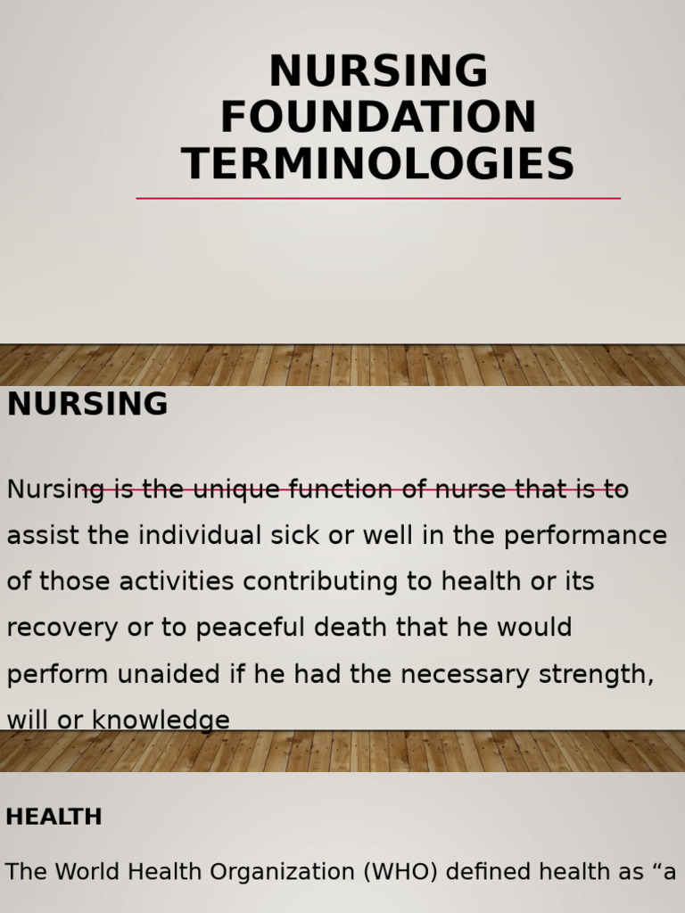 Nursing Foundation Terminologies Explained | PDF