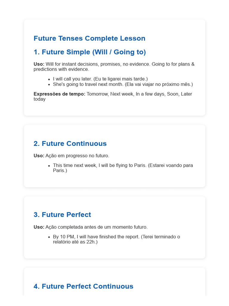 Future Tenses Lesson | PDF
