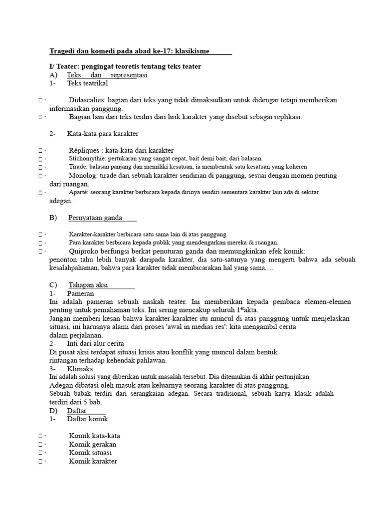 Tragedi Dan Komedi Di Abad Ke-17 | PDF
