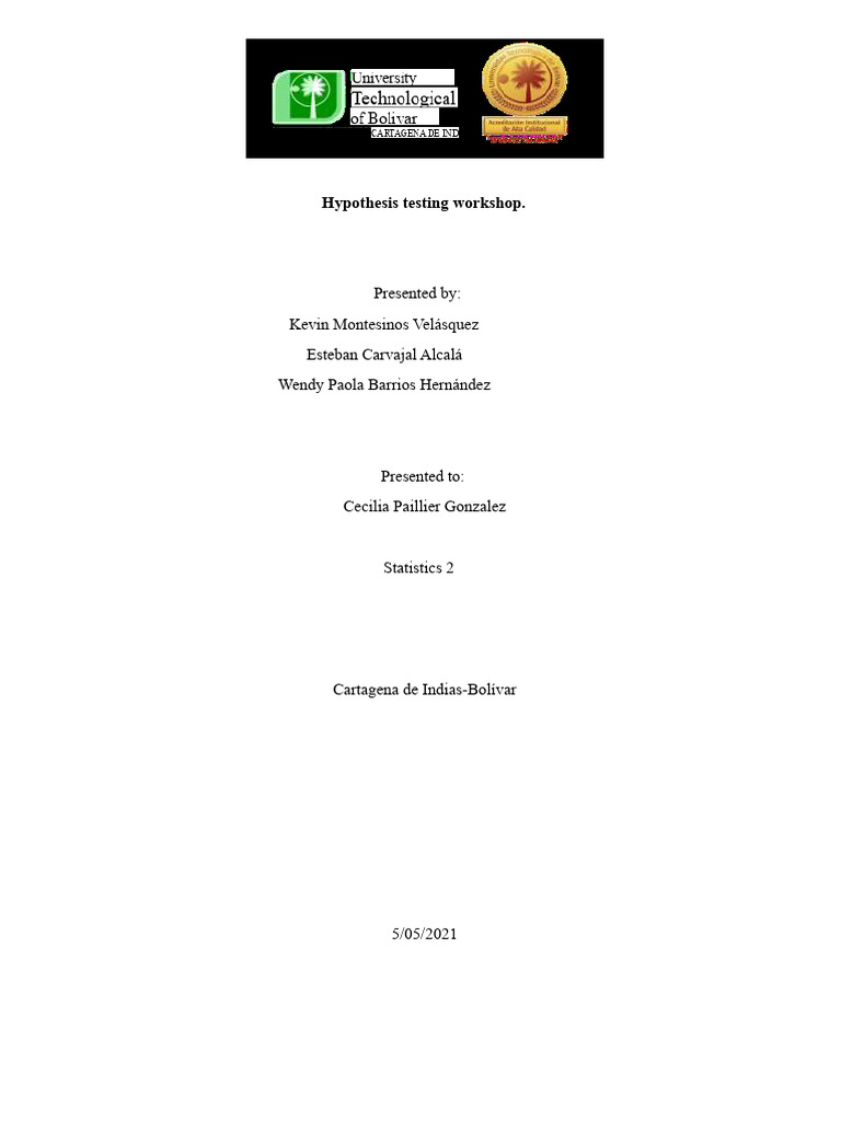 Hypothesis Testing Workshop Pdf P Value Null Hypothesis 7194