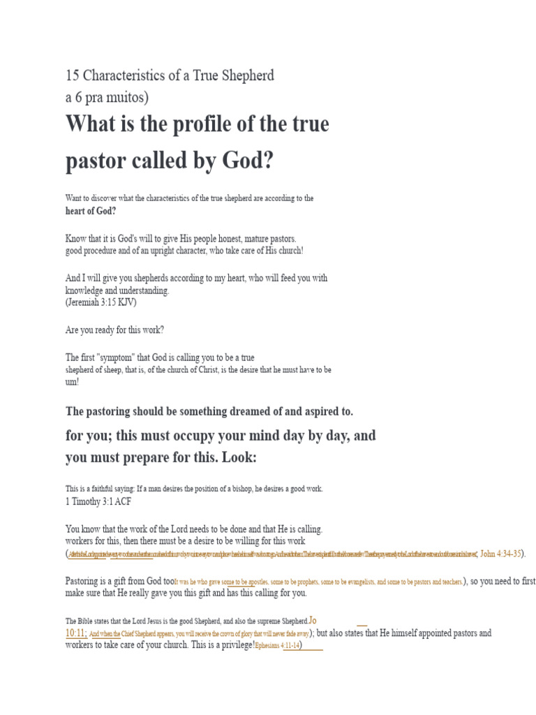 Characteristics of a True Pastor | PDF | Pastor | Jesus