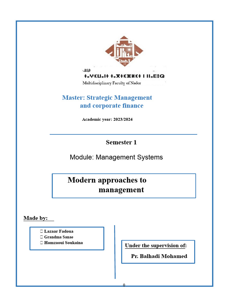 Modern and Classical Management Approaches | PDF | Systems Theory | System