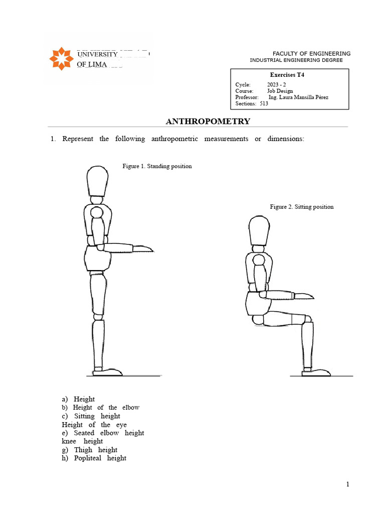 Anthropometric Measurements in Job Design | PDF | Anthropometry | Chair