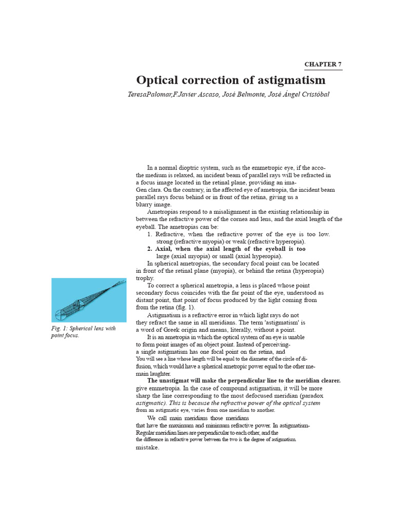 Optical Correction of Astigmatism | PDF | Eye | Myopia