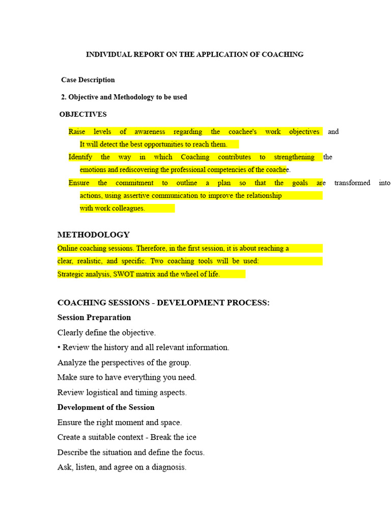 Individual Coaching Application Work Process | PDF | Swot Analysis | Goal