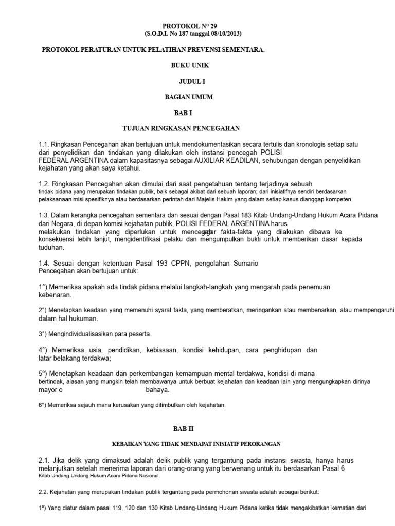 Protokol Pencegahan Kejahatan Argentina | PDF