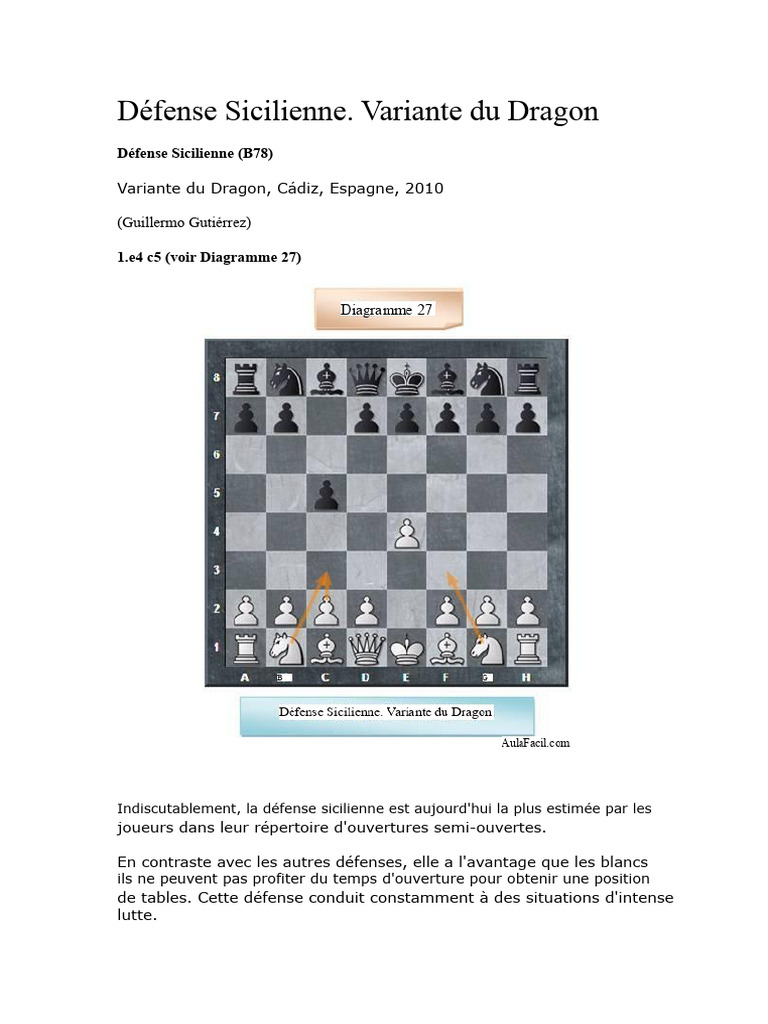 Variante du Dragon en Défense Sicilienne | PDF