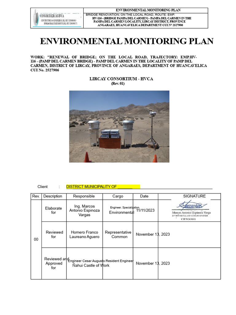 ENVIRONMENTAL MONITORING PLAN - LIRCAY BRIDGE - Rev 01 | PDF | Noise ...