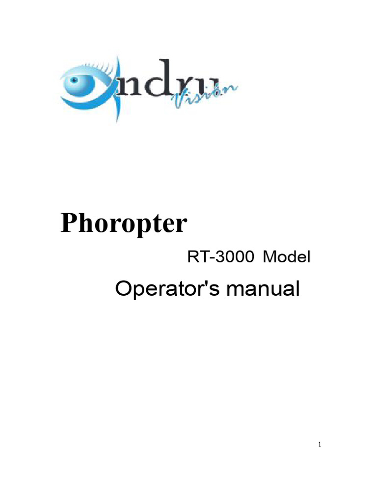RT-3000 Phoropter Operator Manual | PDF | Eye | Visual Acuity