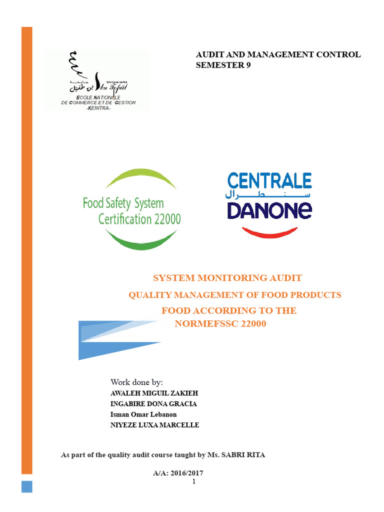 FOLLOW-UP AUDIT OF THE FOOD QUALITY MANAGEMENT SYSTEM ACCORDING TO THE ...