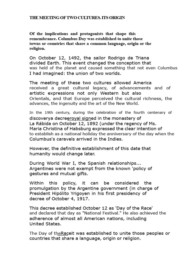 The Encounter of Two Cultures | PDF | Christopher Columbus | Age Of ...